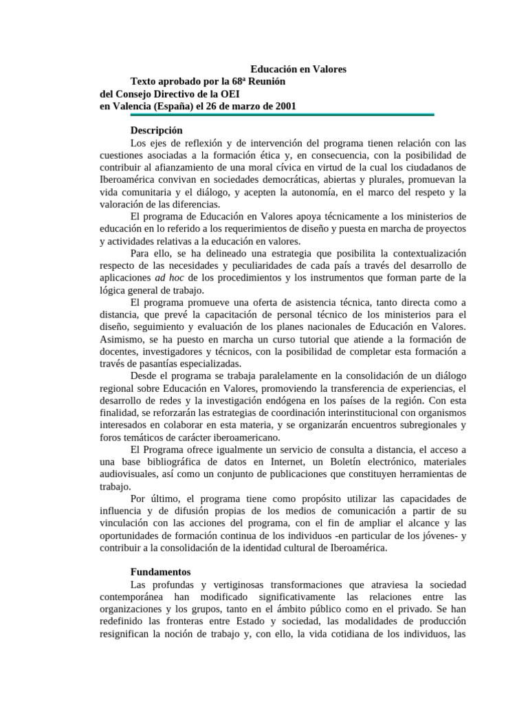 Educación en Valores | PDF | Maestros | Sociedad