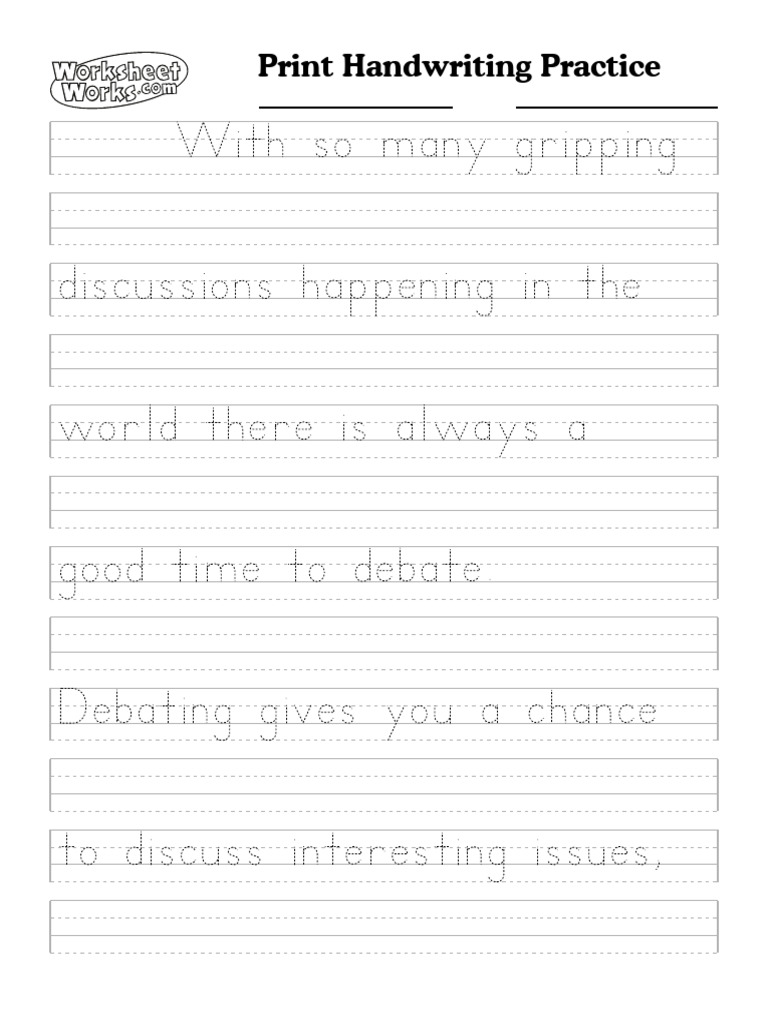 WorksheetWorks Print Handwriting Practice 3 | PDF