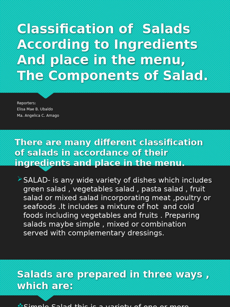 Classification of Salads According to Ingredients and Place | PDF ... Classification of Salads According to Ingredients and Place | PDF ...