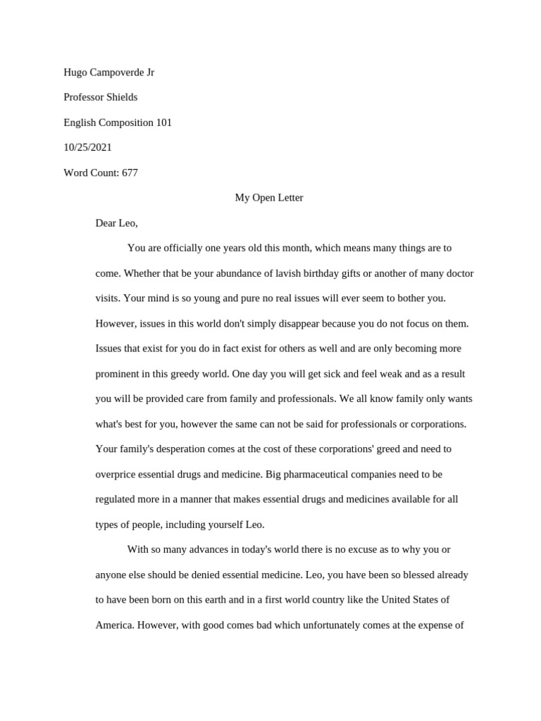 Open Letter Rough Draft | PDF