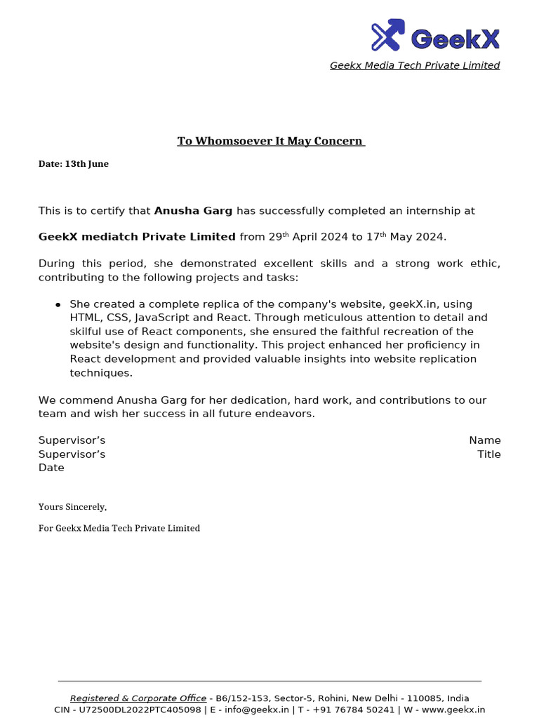 Geekx Internship Anusha | PDF