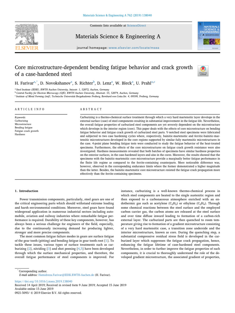 Core Microstructure-Dependent Bending Fatigue Behavior and Crack Growth ...