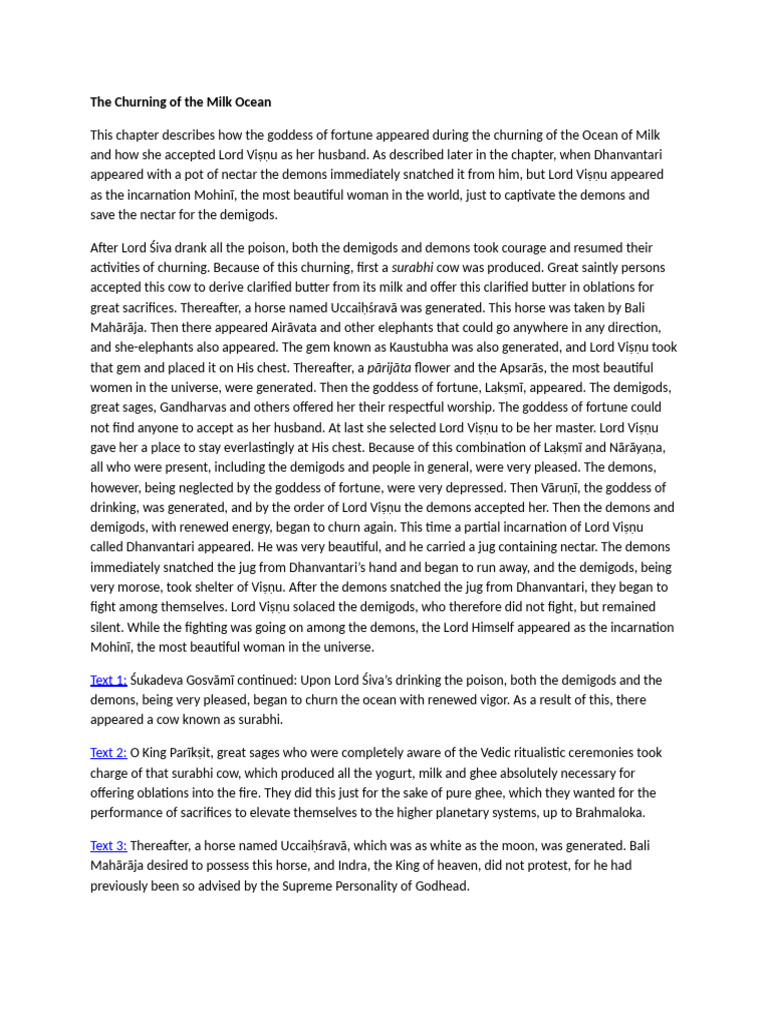 The Churning of the Milk Ocean | PDF | Hindu Mythology | Hindu Deities