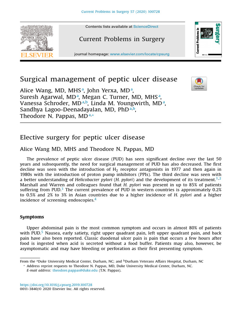 Surgical Management of Peptic Ulcers | PDF | Stomach | Clinical Medicine