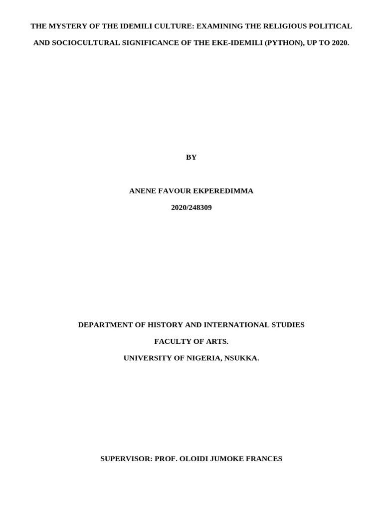 The Mystery of The Idemili Culture-1.Docx Original-1 | PDF | Igbo ...