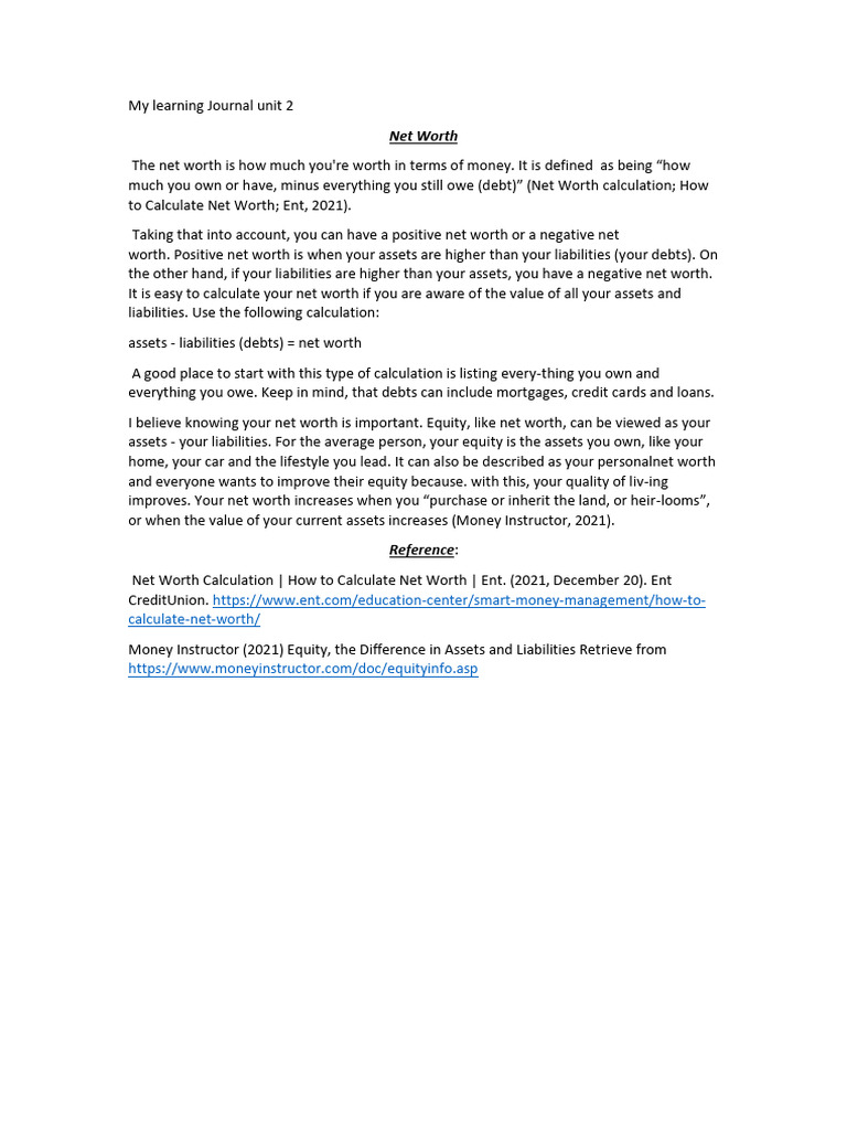 My learning Journal unit 2 | PDF