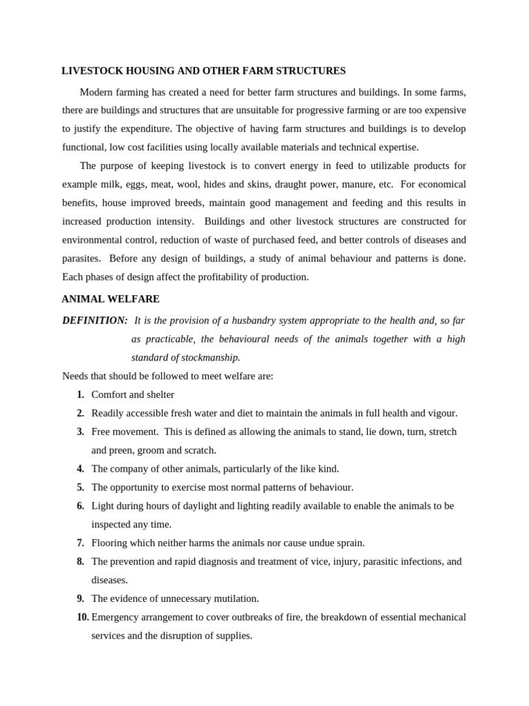 Farm Structures & Animal Welfare | PDF | Livestock | Agriculture