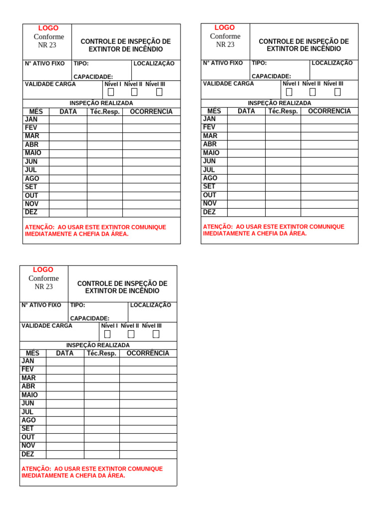 Modelo - Fichas de Extintores | PDF