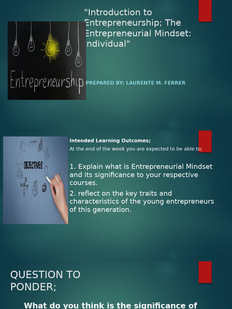 Week 2 - Introduction To Entrepreneurship | PDF | Entrepreneurship | Mindset
