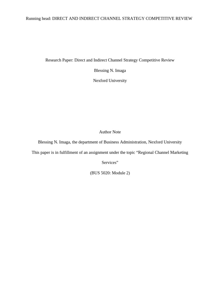 Module 2a - Direct and Indirect Channel Strategy Competitive Review ...