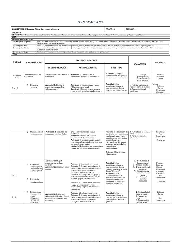 Plan Aula Edufisica Sec | PDF | Deporte del atletismo