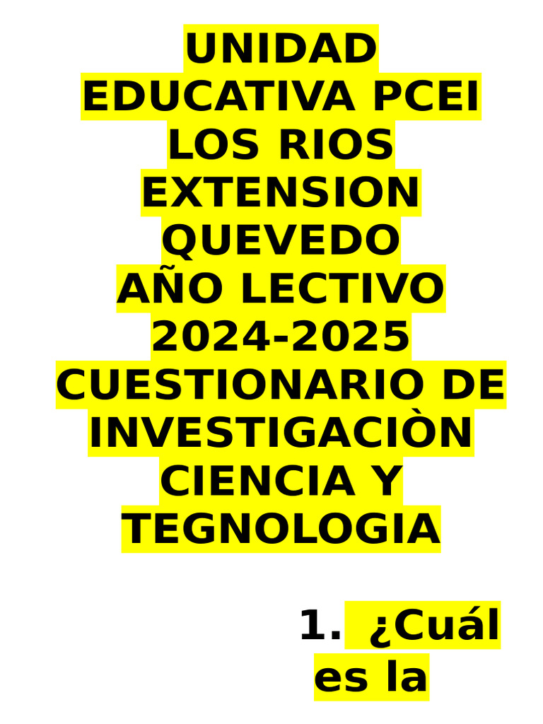 Cuestionario sobre Ciencia y Tecnología | PDF