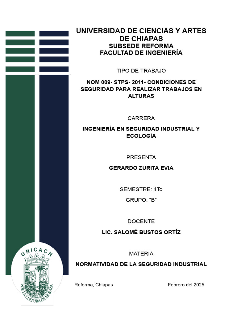 NOM 009- STPS- 2011- CONDICIONES DE SEGURIDAD PARA REALIZAR TRABAJOS EN ...