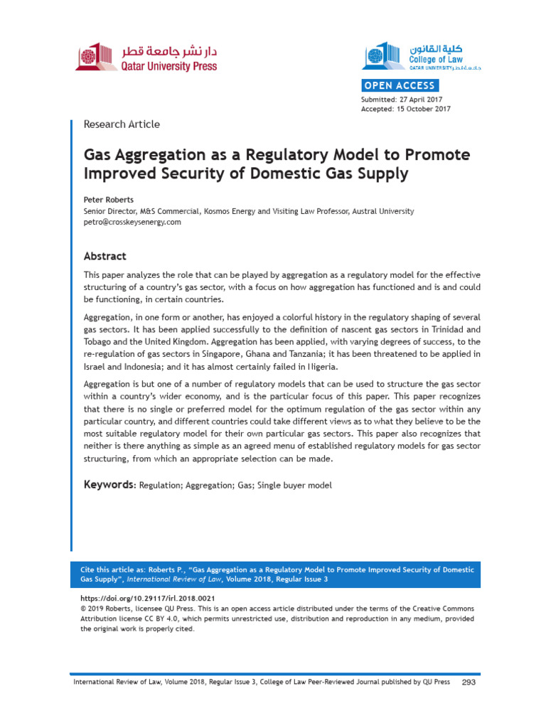 Ojsadmin, 13-Gas Aggregation As Regulatory (293-309) | PDF | Liquefied ...