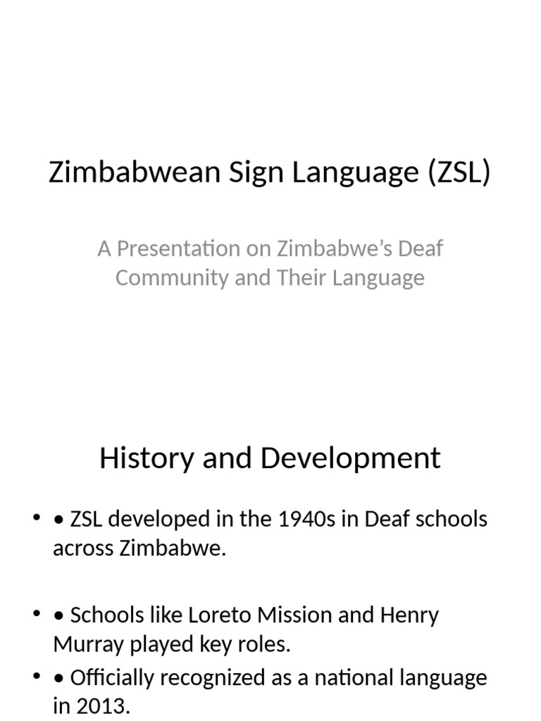 Zimbabwean Sign Language Presentation With Placeholders | PDF