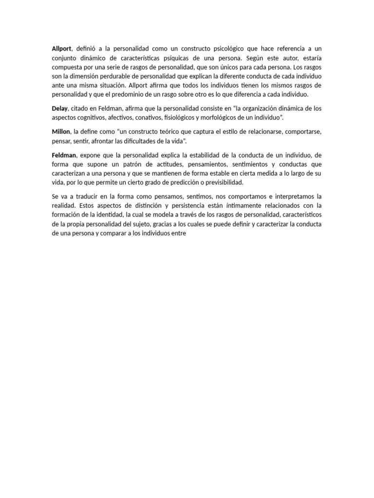Definición de Personalidad Según Dif Autores | PDF