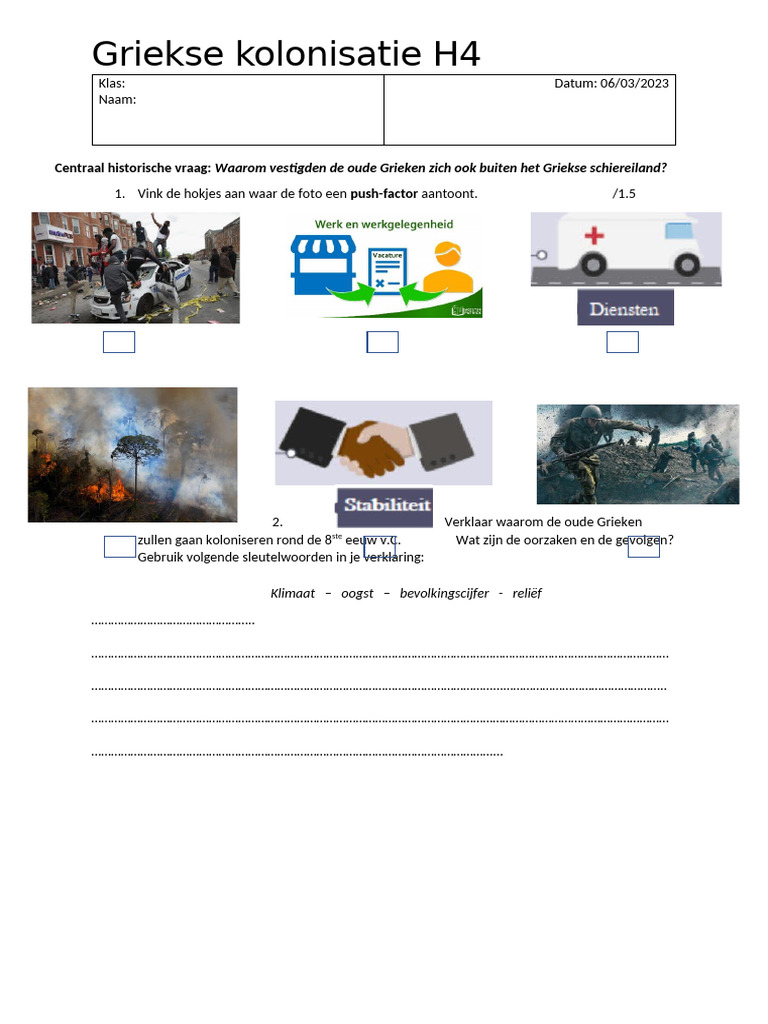 Toets 2MTWa Griekse Kolonisatie | PDF