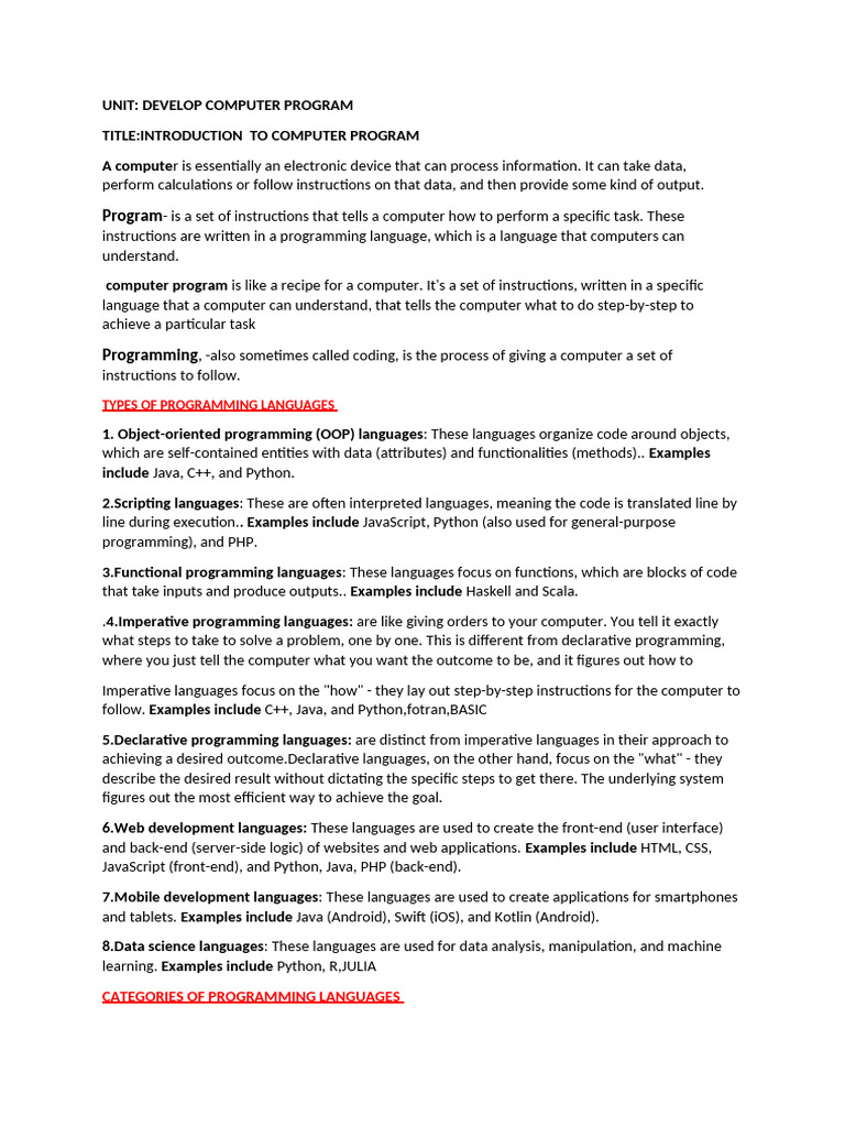 Develop Computer Program-1 | PDF | Programming Language | Computer Programming