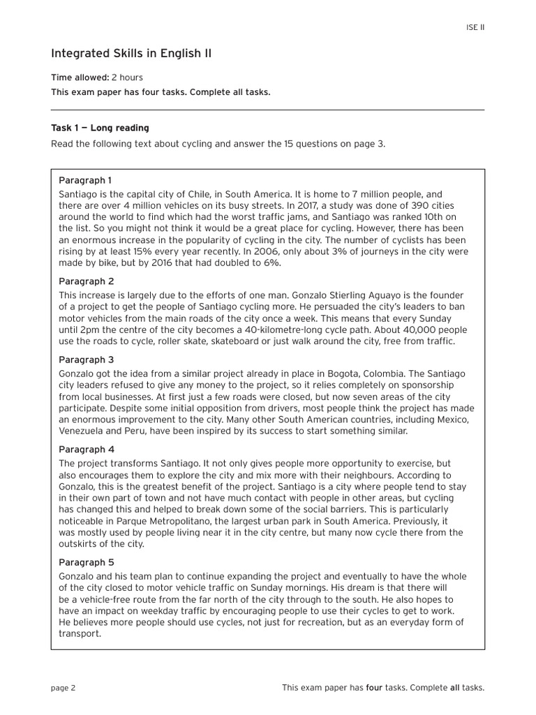 ISE II Sample Paper 6 (With Answers) 8243 - Removed | PDF