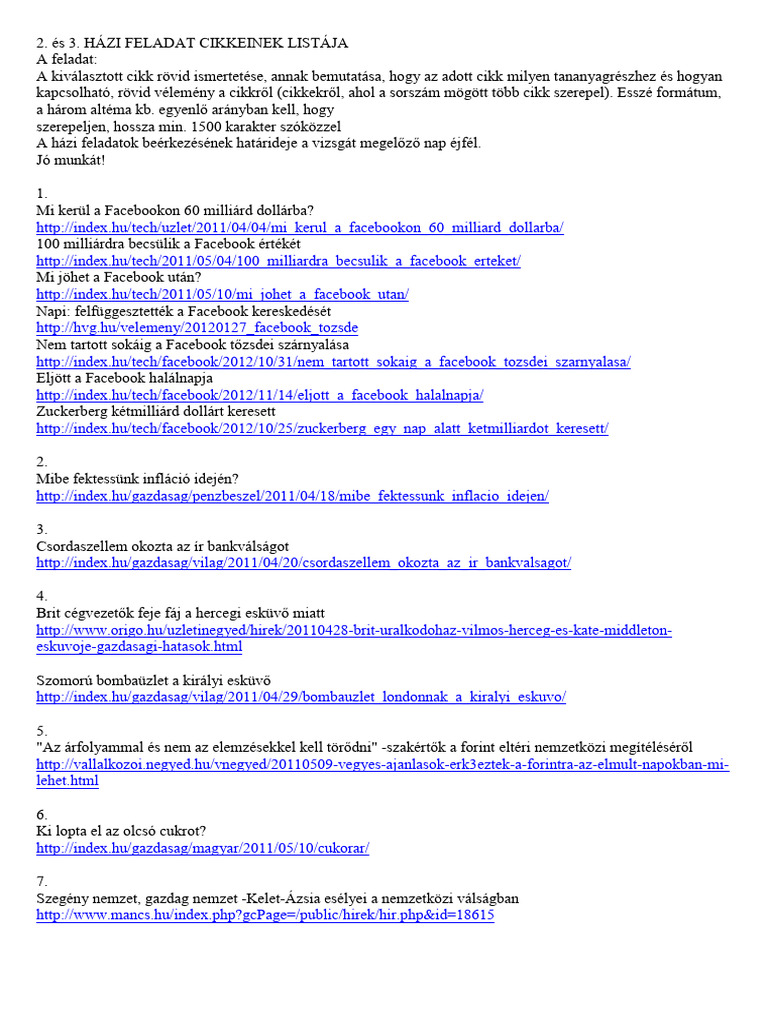 Es Pot Hazi Cikk Lista | PDF