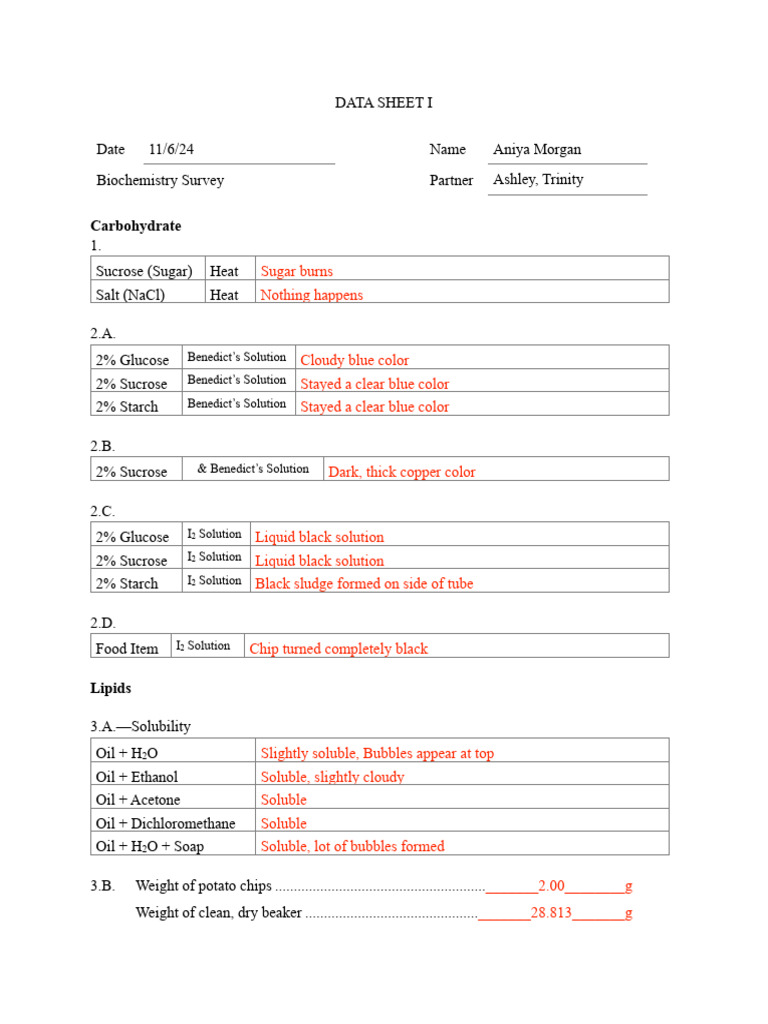 biochemistry-data-sheet (1) | PDF | Carbohydrate Chemistry | Carbohydrates