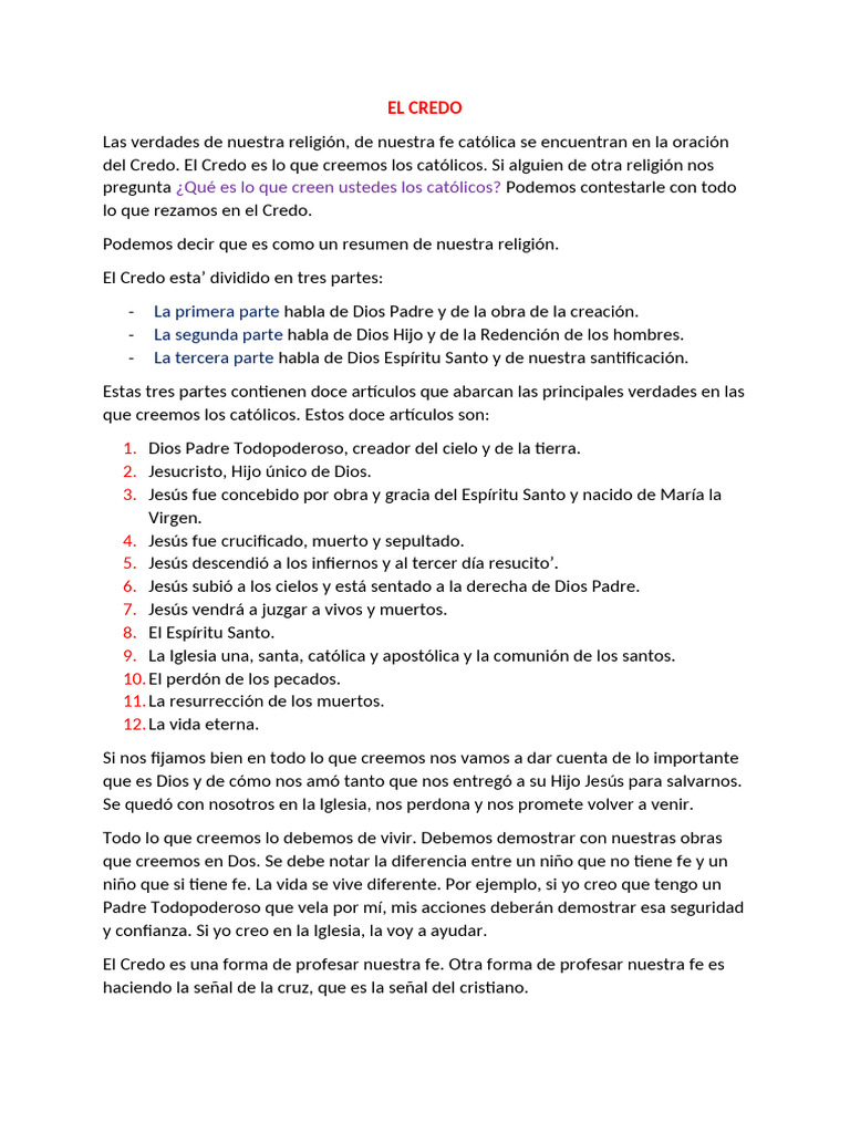 Primer Año 7-1 | PDF | eucaristía | Credo