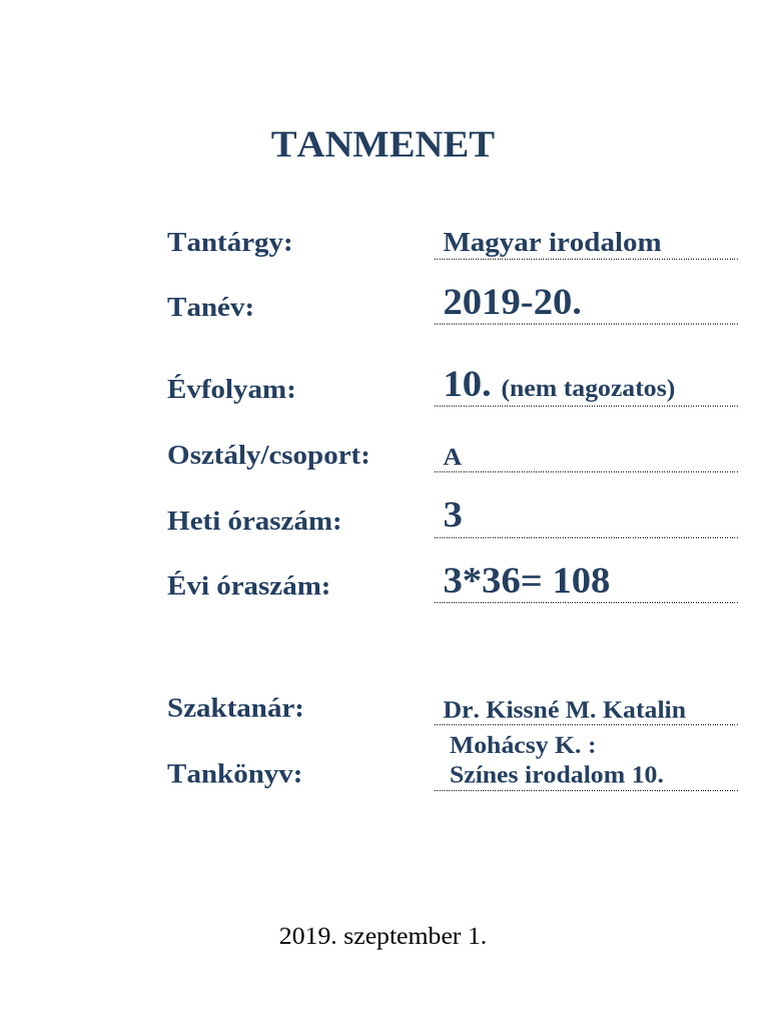 10.irod. 3 Órás | PDF