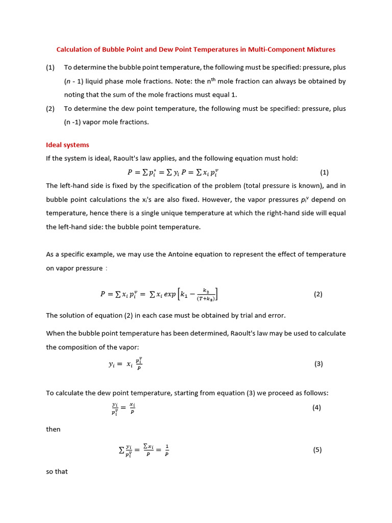 Lecture 3.3 Calculation of VLE Data For Multicomponet Mixture ...
