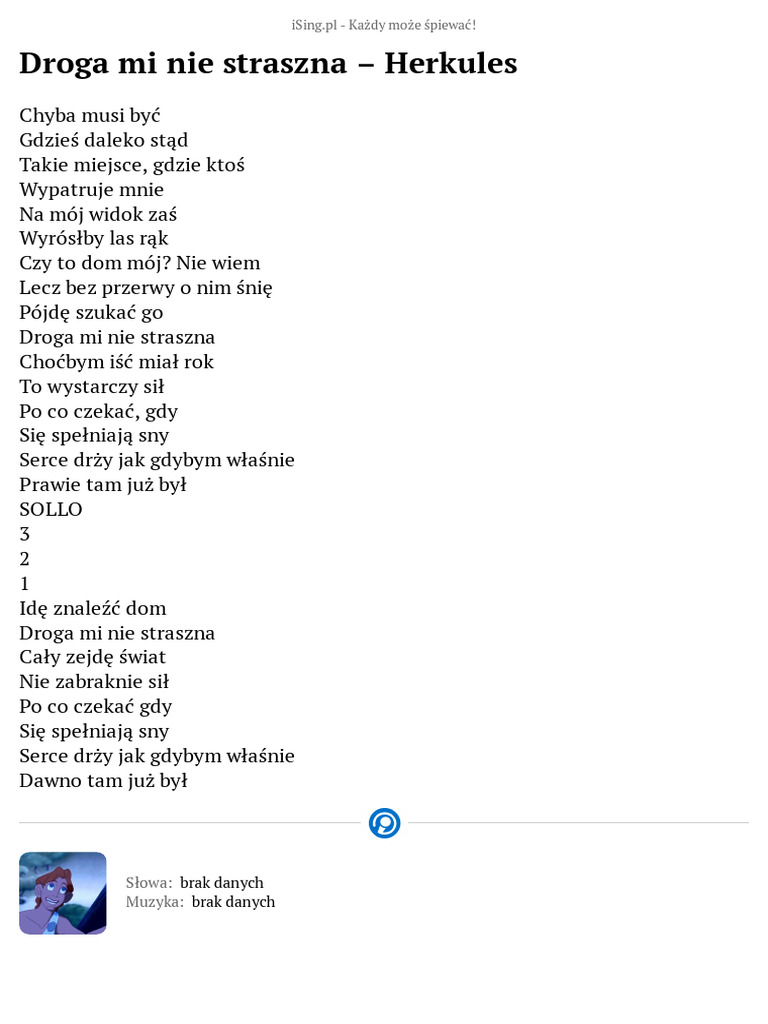 Tekst Herkules Droga Mi Nie Straszna r3g8k3 | PDF