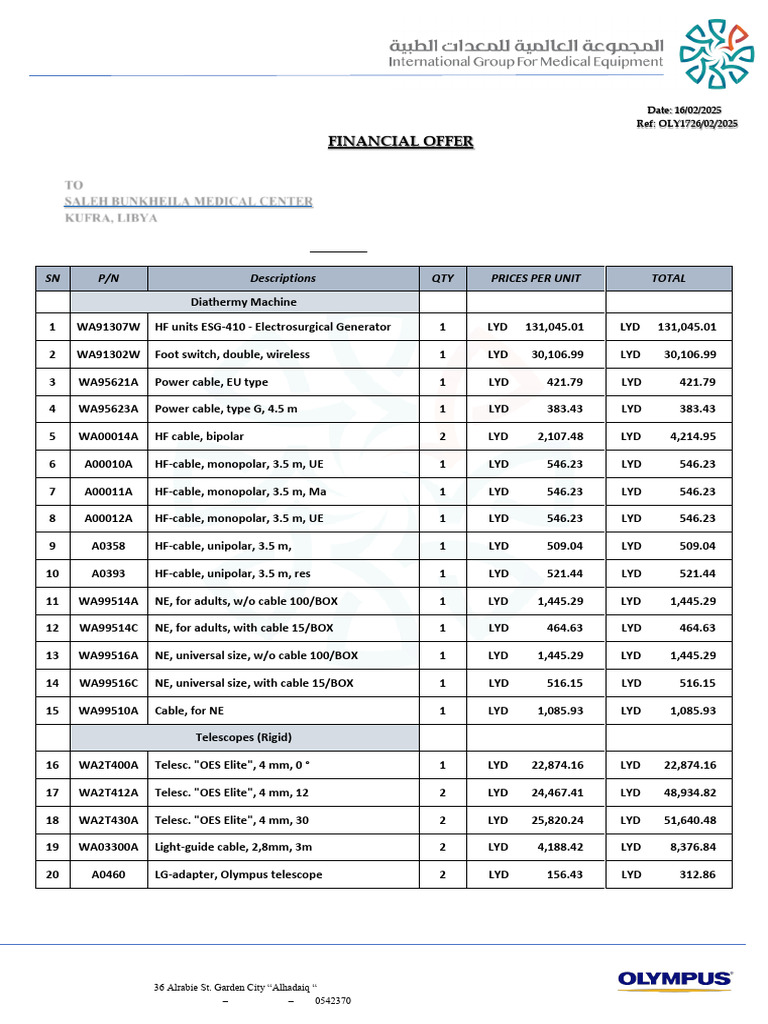 Oly1726-Financial Offer (Endourology) | PDF