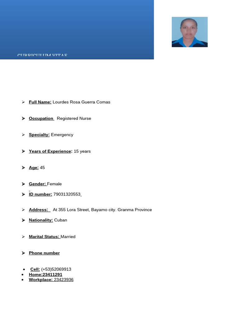 CV Lourdes Rosa Guerra Comas | PDF | Nursing | Clinical Medicine