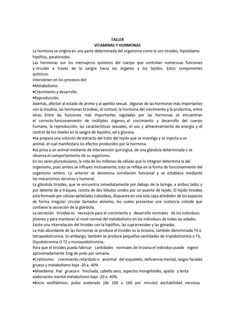 TALLER de Quimica 11 | PDF | Red alimentaria | Tiroides