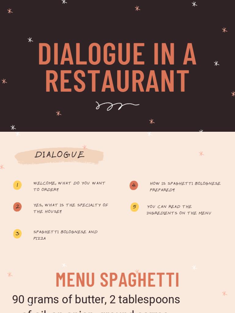 Restaurant Dialogue In English Pdf