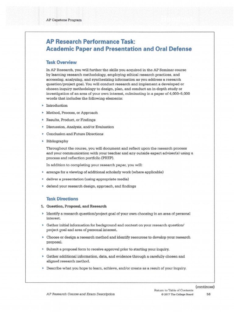 AP RESEARCH PERFORMANCE TASK | PDF | Methodology | Inquiry