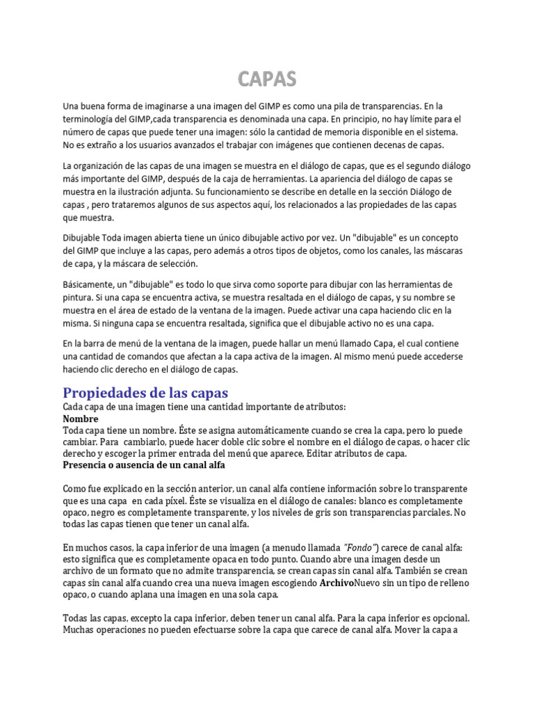 Propiedades y gestión de capas en GIMP | PDF | Imagen | Ventana ...