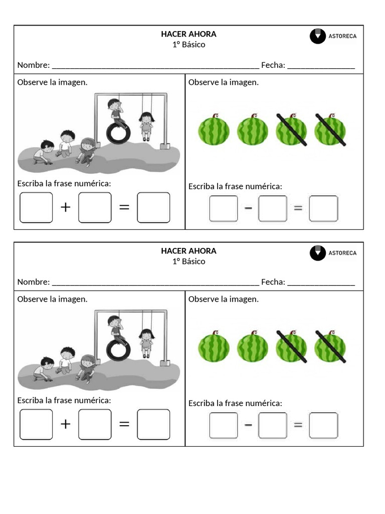 Eje Operaciones - Escribir Oración Numérica de Suma y de Resta 2 | PDF