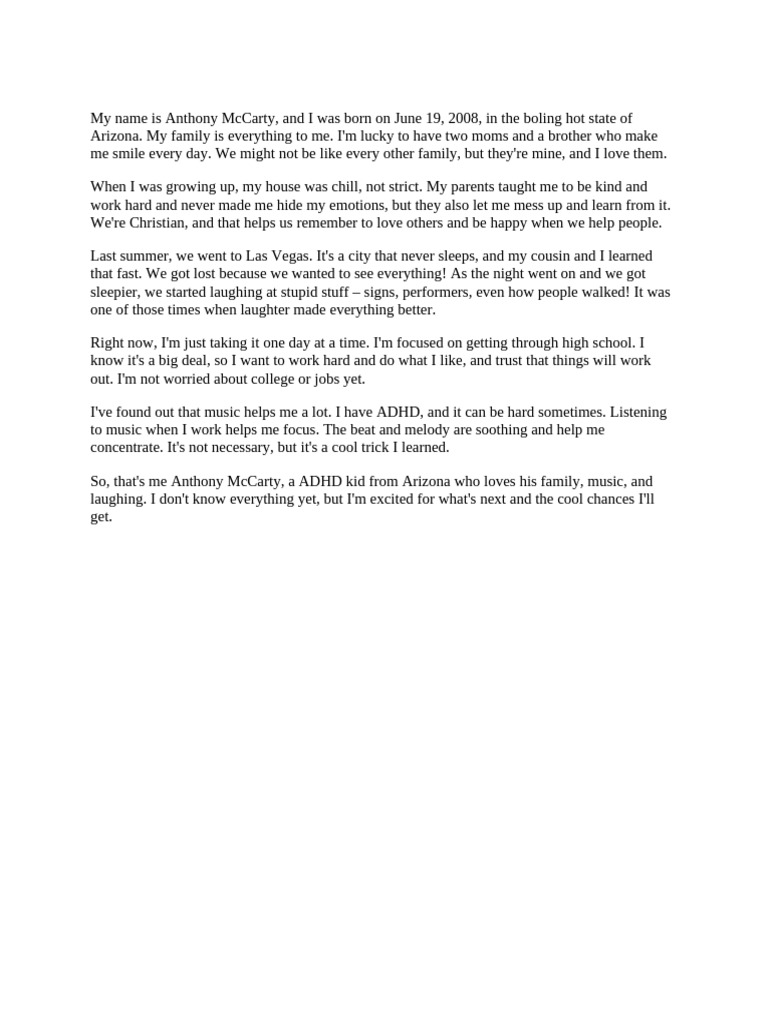 My Name Is Anthony McCarty | PDF