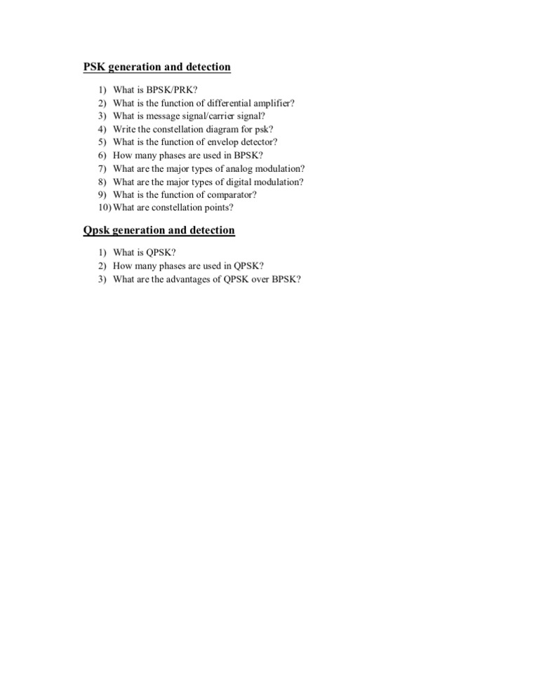 PSK Generation and Detection | PDF | Telecommunications | Electronic ...