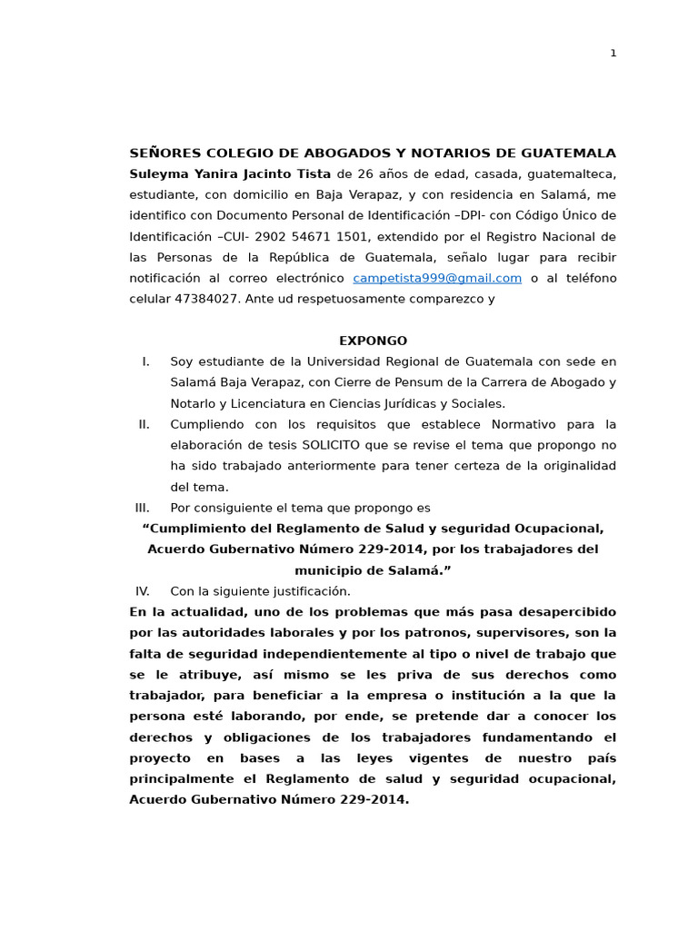 Memorial Sol. Denegatoria de Tema y Presentando Justificación | PDF | Guatemala | Justicia