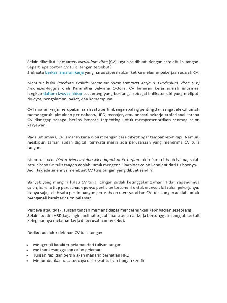 Modul Cara Membuat CV | PDF