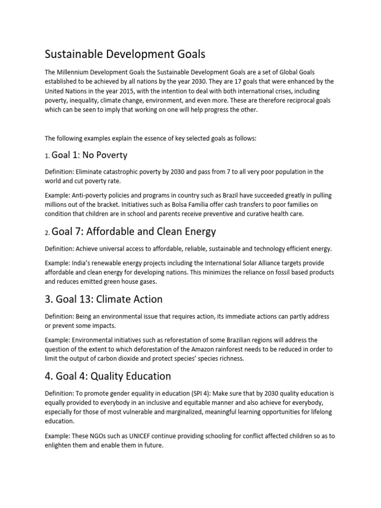 Overview of Sustainable Development Goals | PDF | Sustainability ...