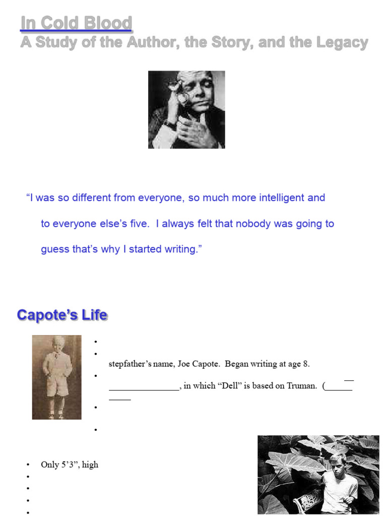 Truman Capote: Life and 'In Cold Blood' | PDF