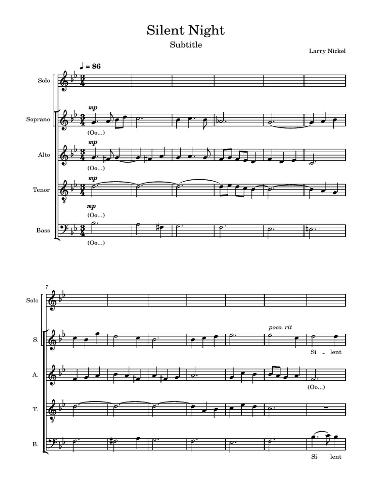 Silent Night Vocal Arrangement | PDF | Vocal Music | Singing