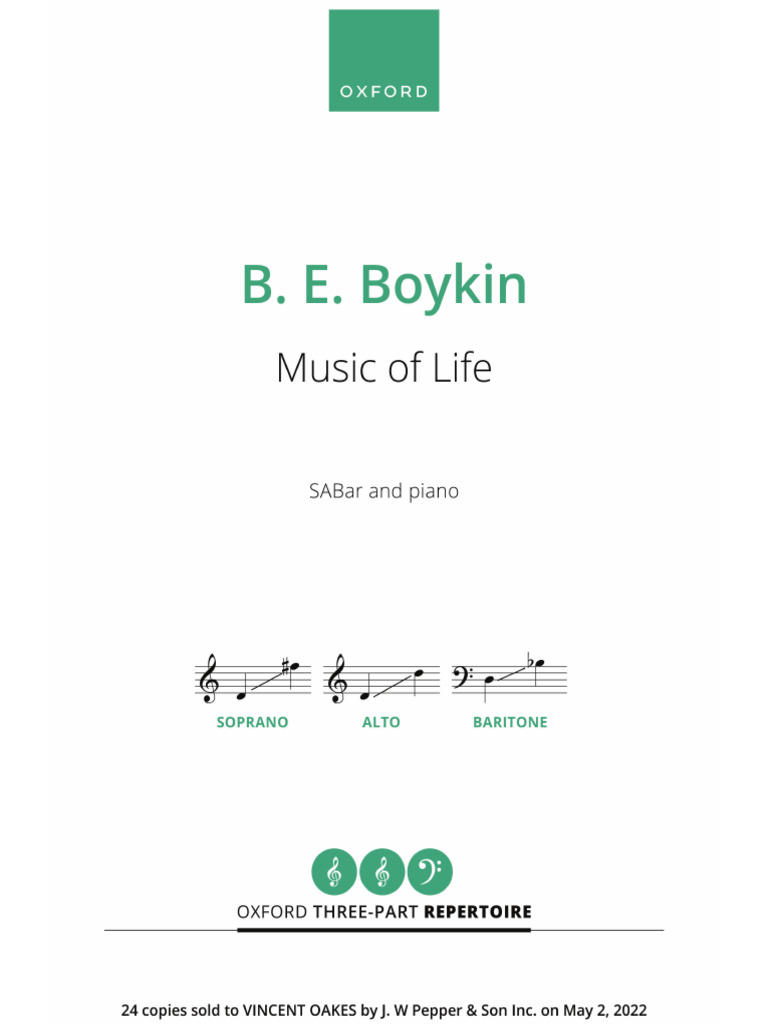 Music of Life B.E. Boykin SAB | PDF