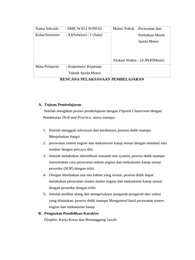 RPP-Blended-Learning-dengan-metode-Flipped-Classroom-dengan Pendekatan Drill and Practice | PDF