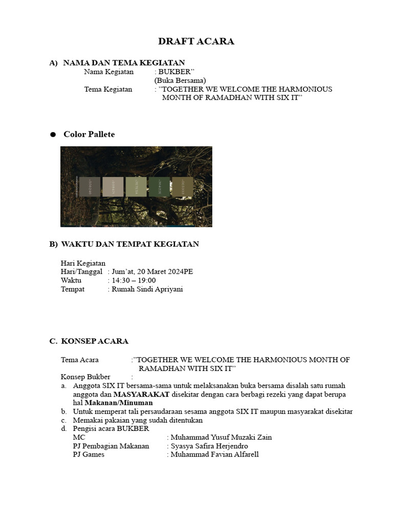 Draft Acara Bukber SIX IT | PDF
