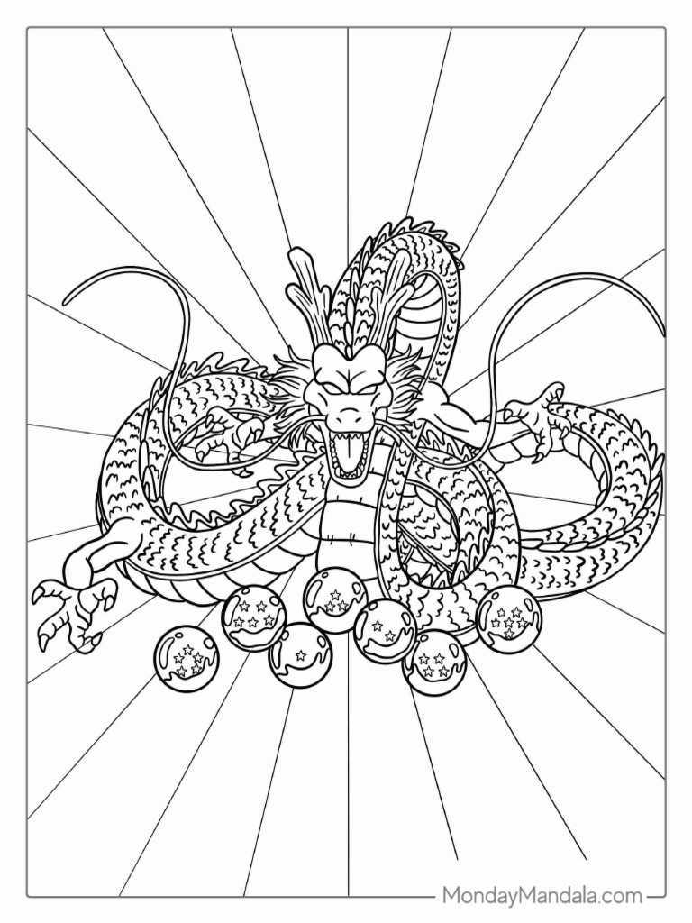 Shenron Dragon With Balls To Color | PDF