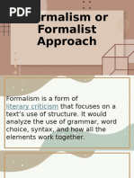 Formalist Approach | PDF | Narration | Plot (Narrative)
