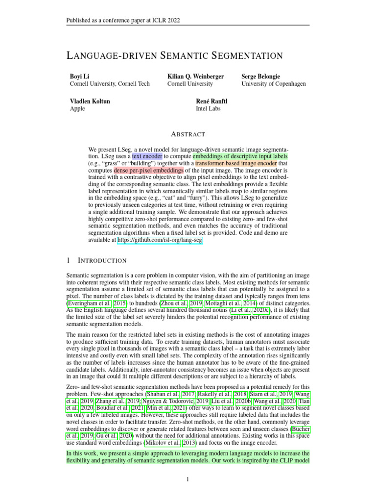 Lseg - Original Paper | PDF | Image Segmentation | Tensor