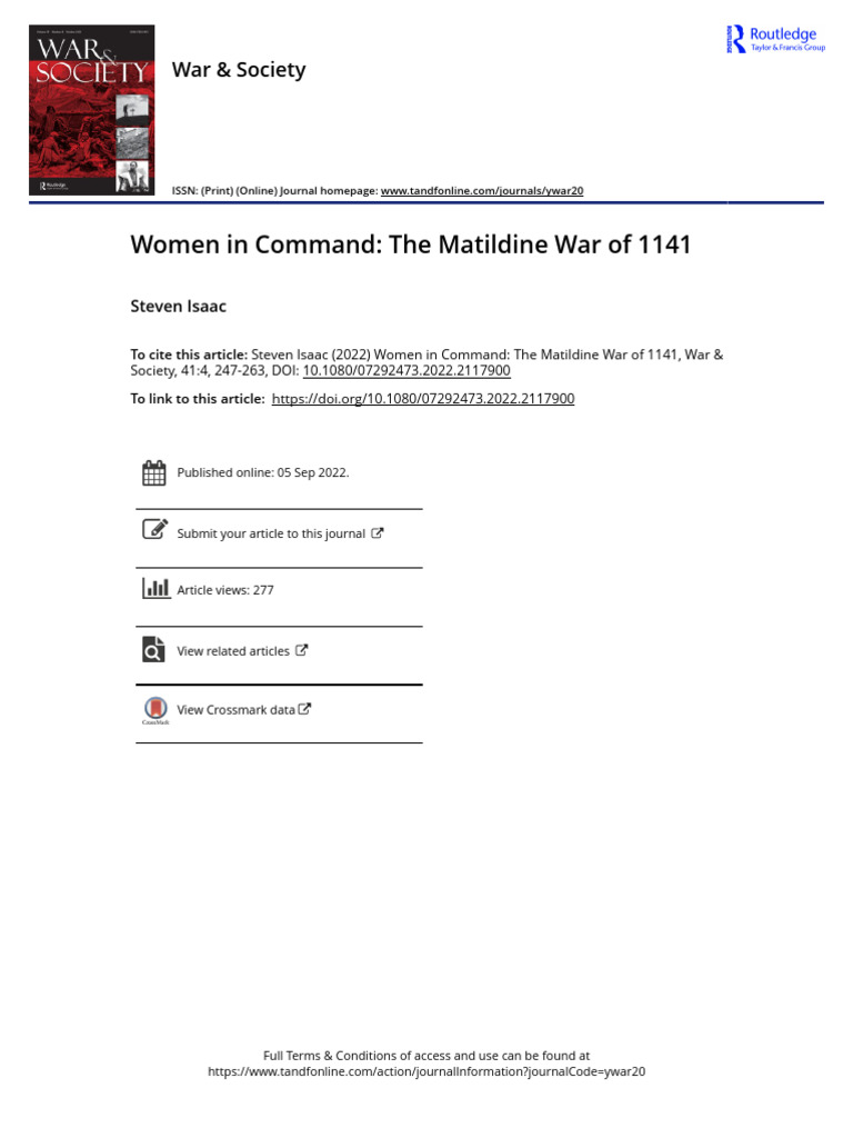 Isaac, Women in Command - The Matildine War of 1141 | PDF
